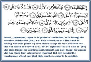 Tafsir of Surah Al Layl - Its most prominent virtues